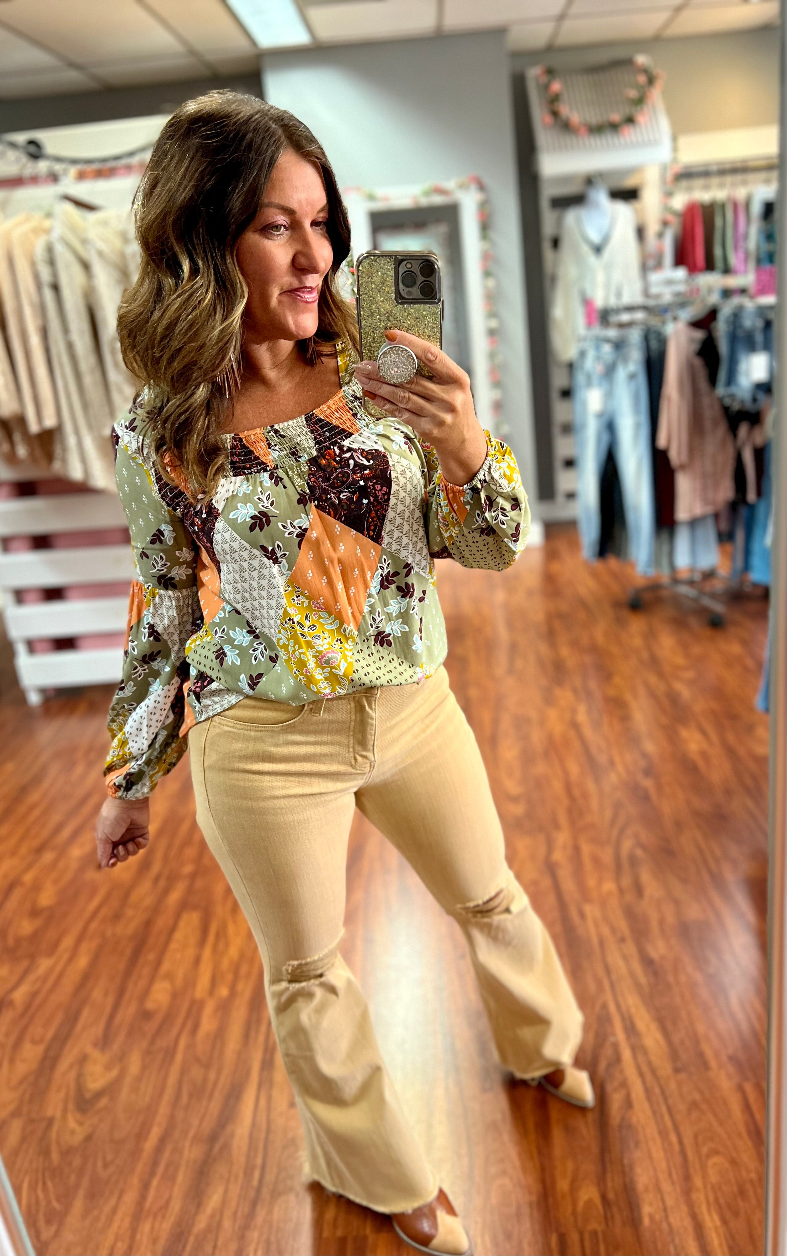 Mixed Print Blouse | CHIC ROSÉ BOUTIQUE
